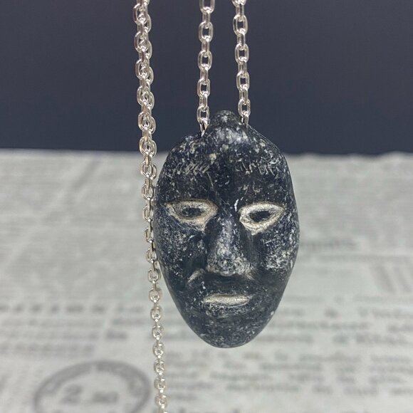 Jewelry | Antique Hand Carved Stone Face Pendant Native American Style ...